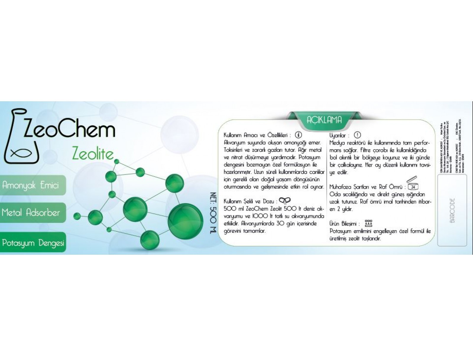 Filtre Malzemeleri - ZeoChem - ZeoChem Zeolite 500ml